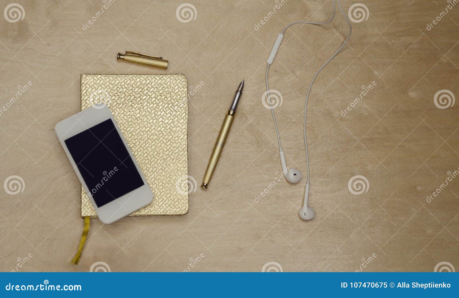 Golden notepad for notes stock image. Image of book - 107470675