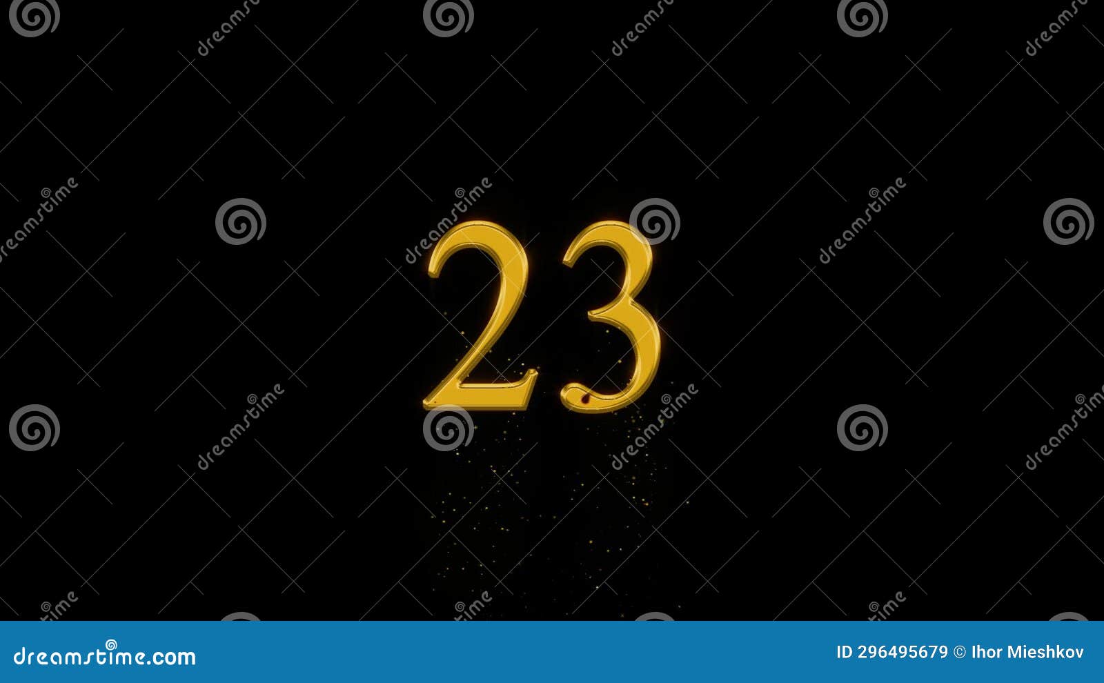 Golden Number 23 with Gold Particles and Alpha Channel Stock Video ...