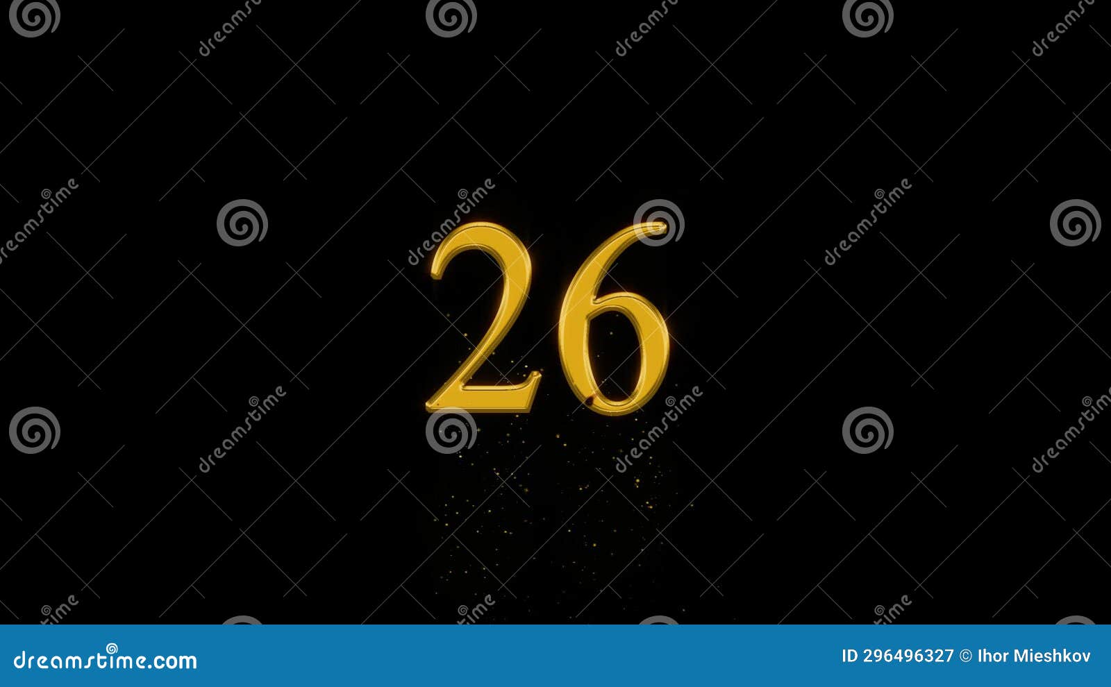 Golden Number 26 with Gold Particles and Alpha Channel Stock Video ...
