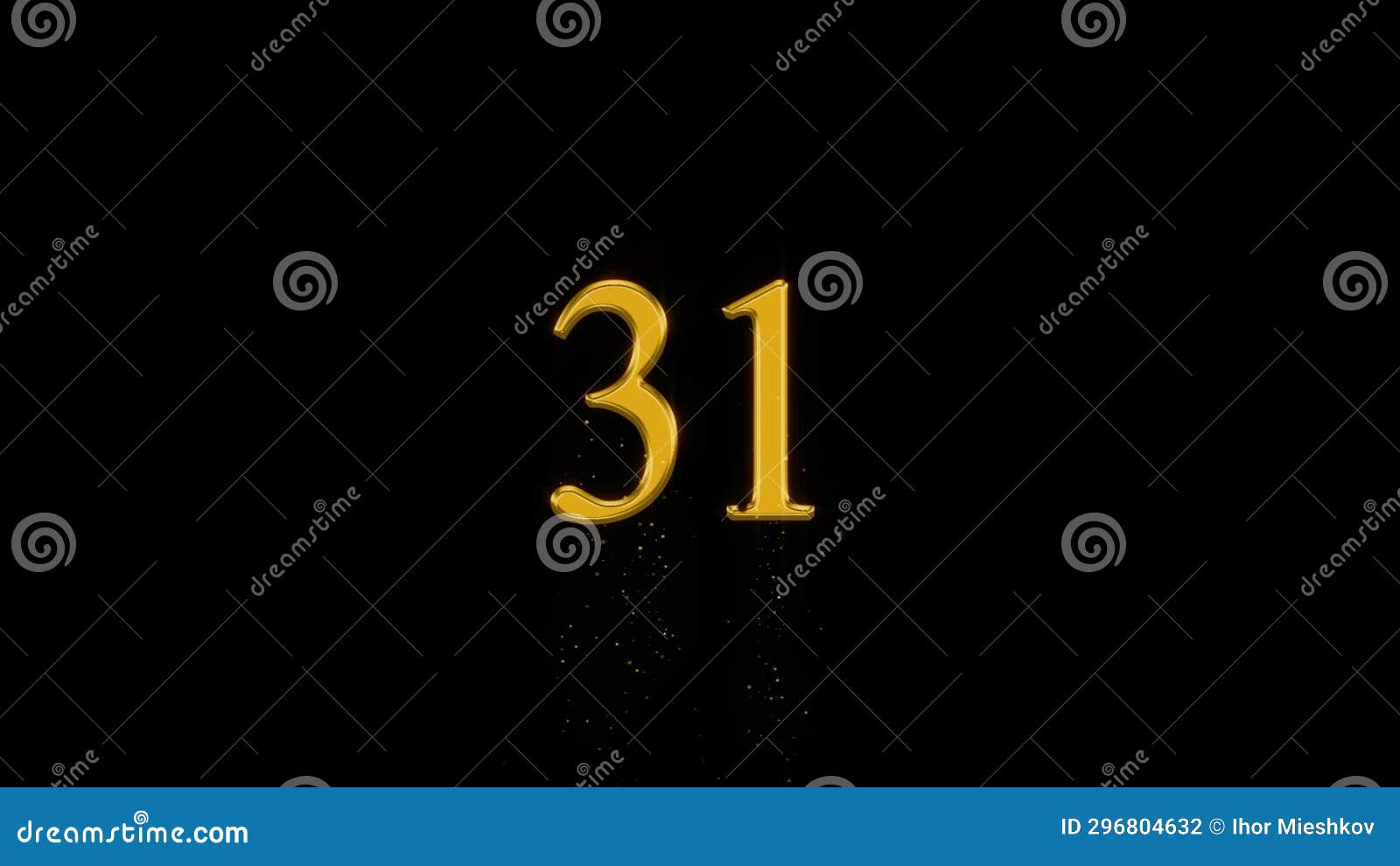 Golden Number 31 with Gold Particles and Alpha Channel Stock Footage ...