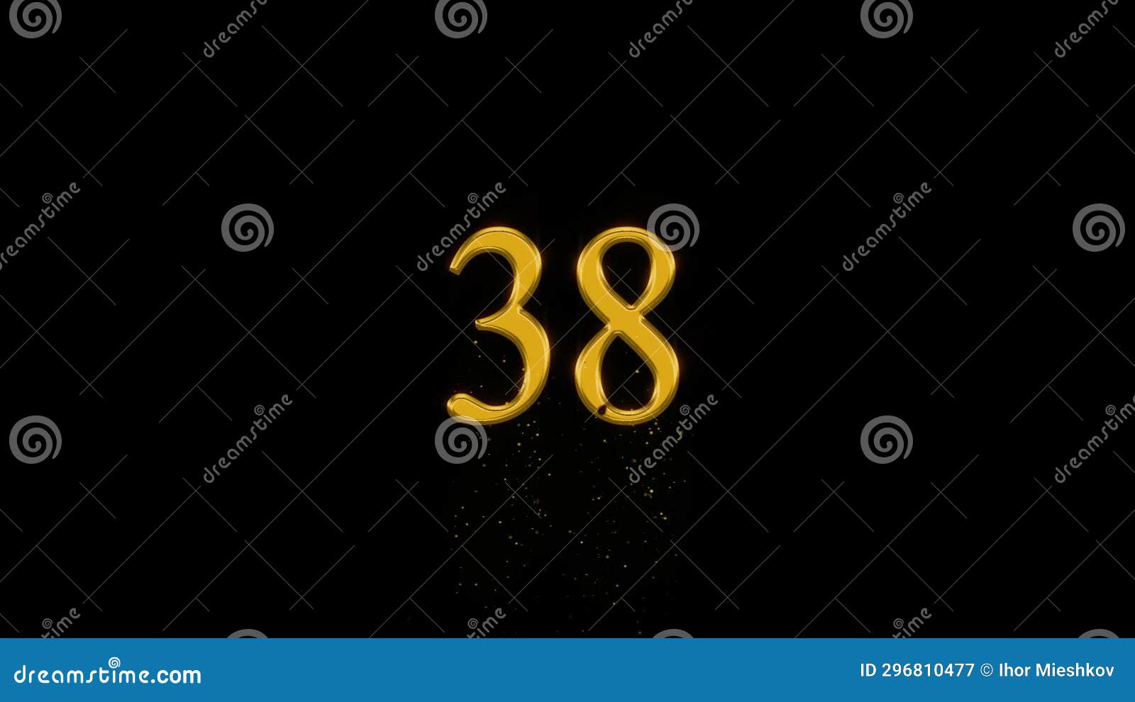 Golden Number 38 with Gold Particles and Alpha Channel Stock Video ...