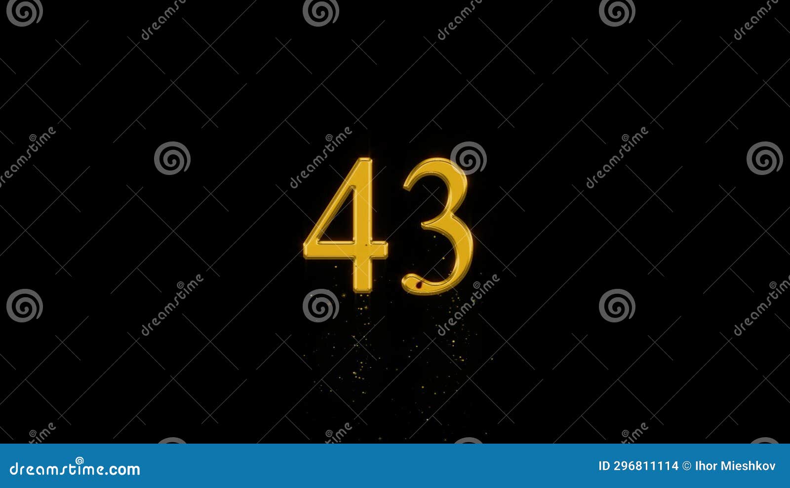 Golden Number 43 with Gold Particles and Alpha Channel Stock Footage ...
