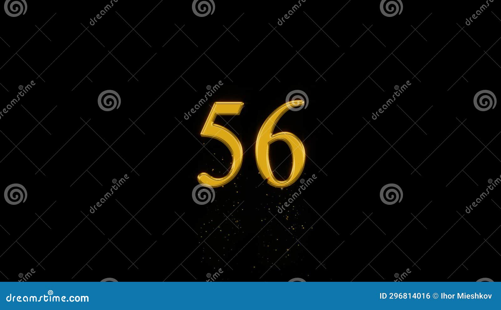 Golden Number 56 with Gold Particles and Alpha Channel Stock Footage ...