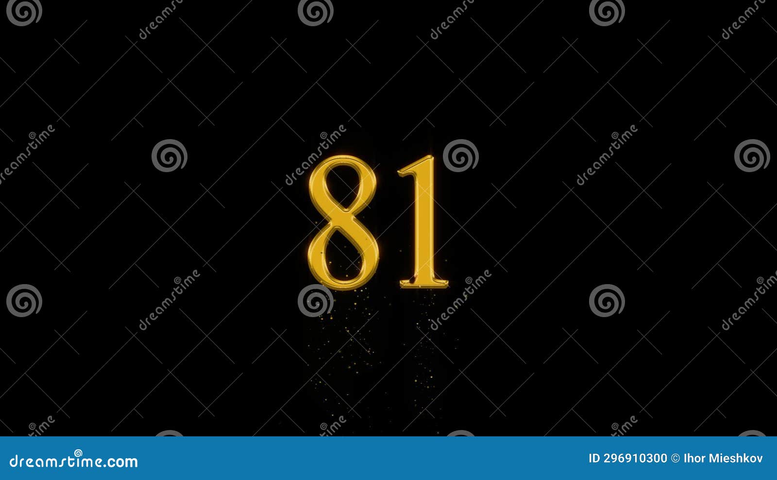 Golden Number 81 with Gold Particles and Alpha Channel Stock Footage ...