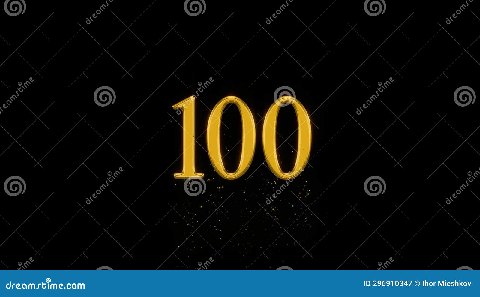 Golden Number 100 with Gold Particles and Alpha Channel Stock Video ...