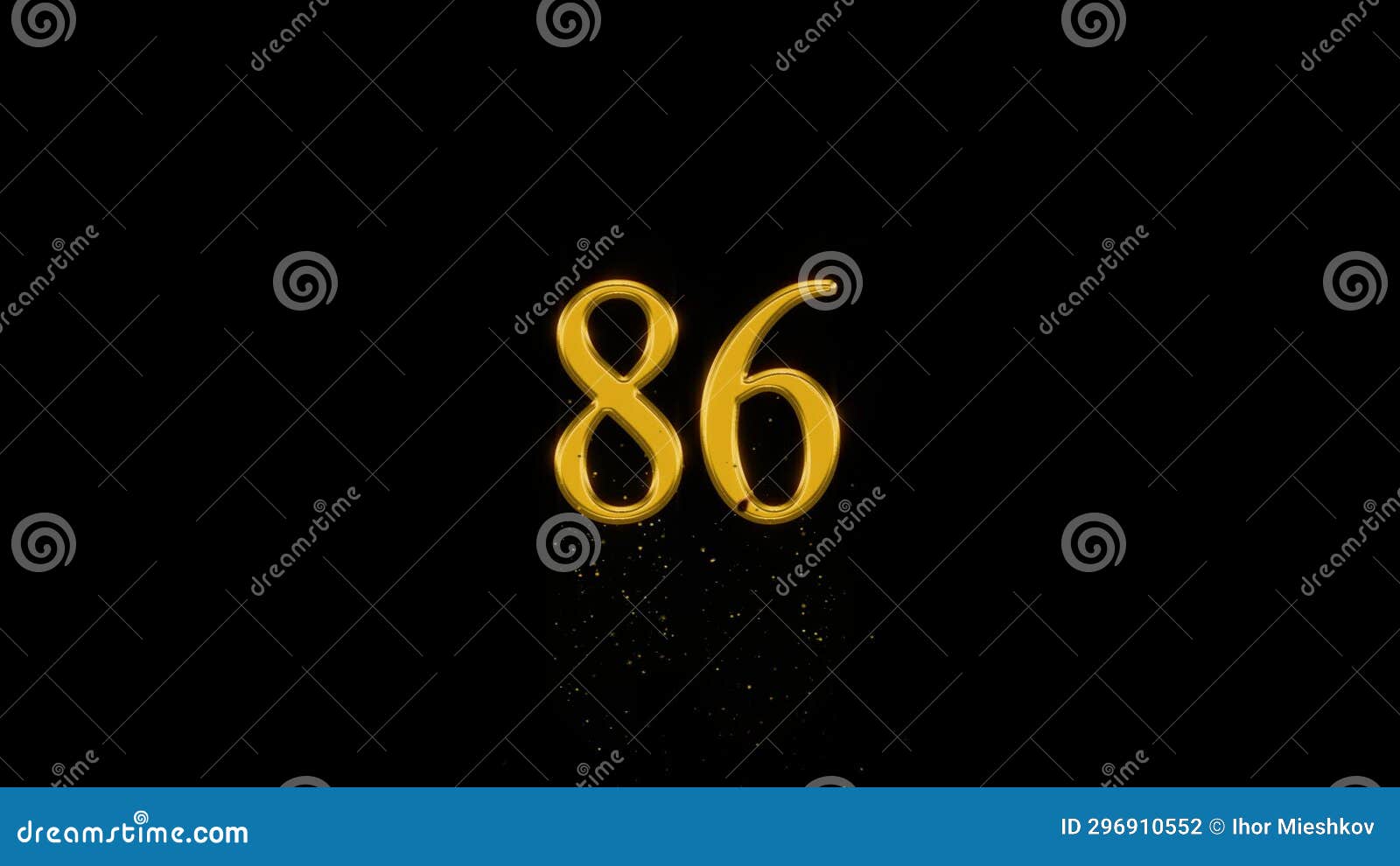 Golden Number 86 with Gold Particles and Alpha Channel Stock Footage ...