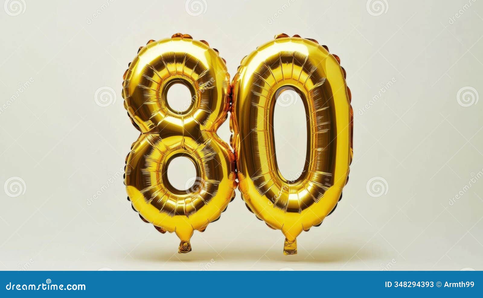 Golden Number 80 Inflatable Balloon Isolated on White Background. 3d ...