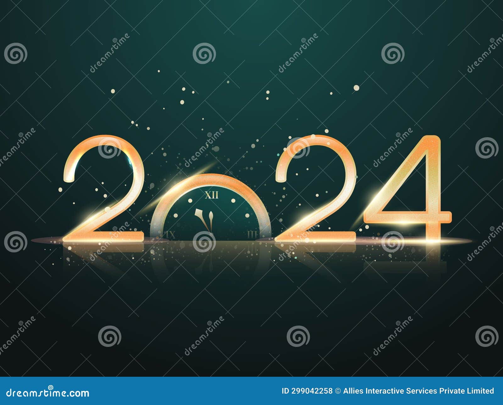 Golden 2024 Numbers On Light Background With Defocused Sparkles And ...