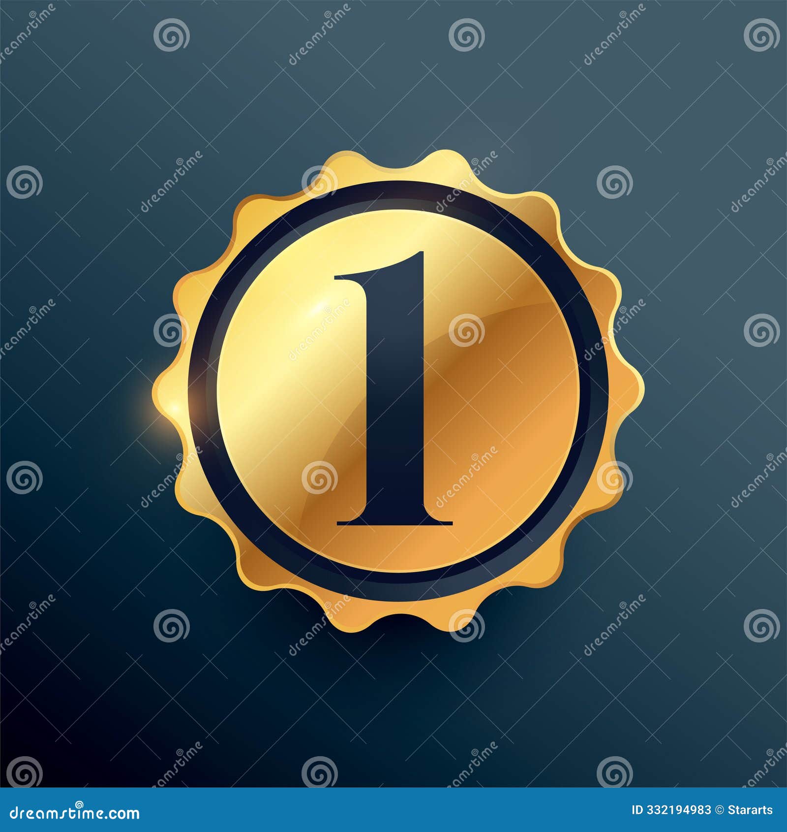 Golden Number One Achievement Badge for Competition Stock Illustration ...