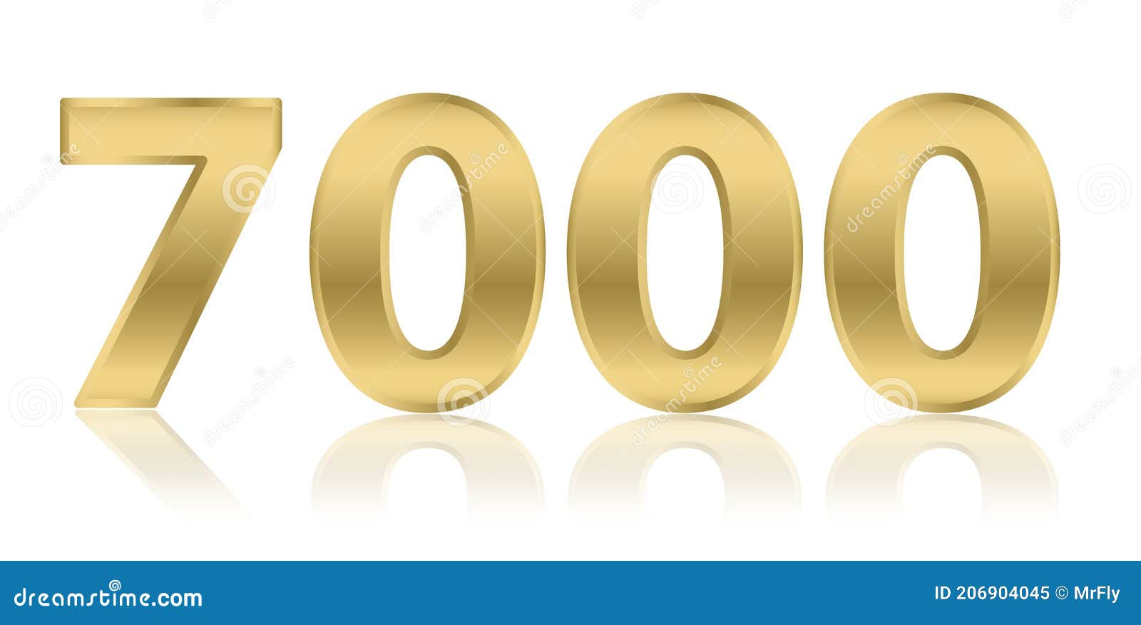 7000 Golden Number with Reflection, Vector Illustration Stock Vector ...