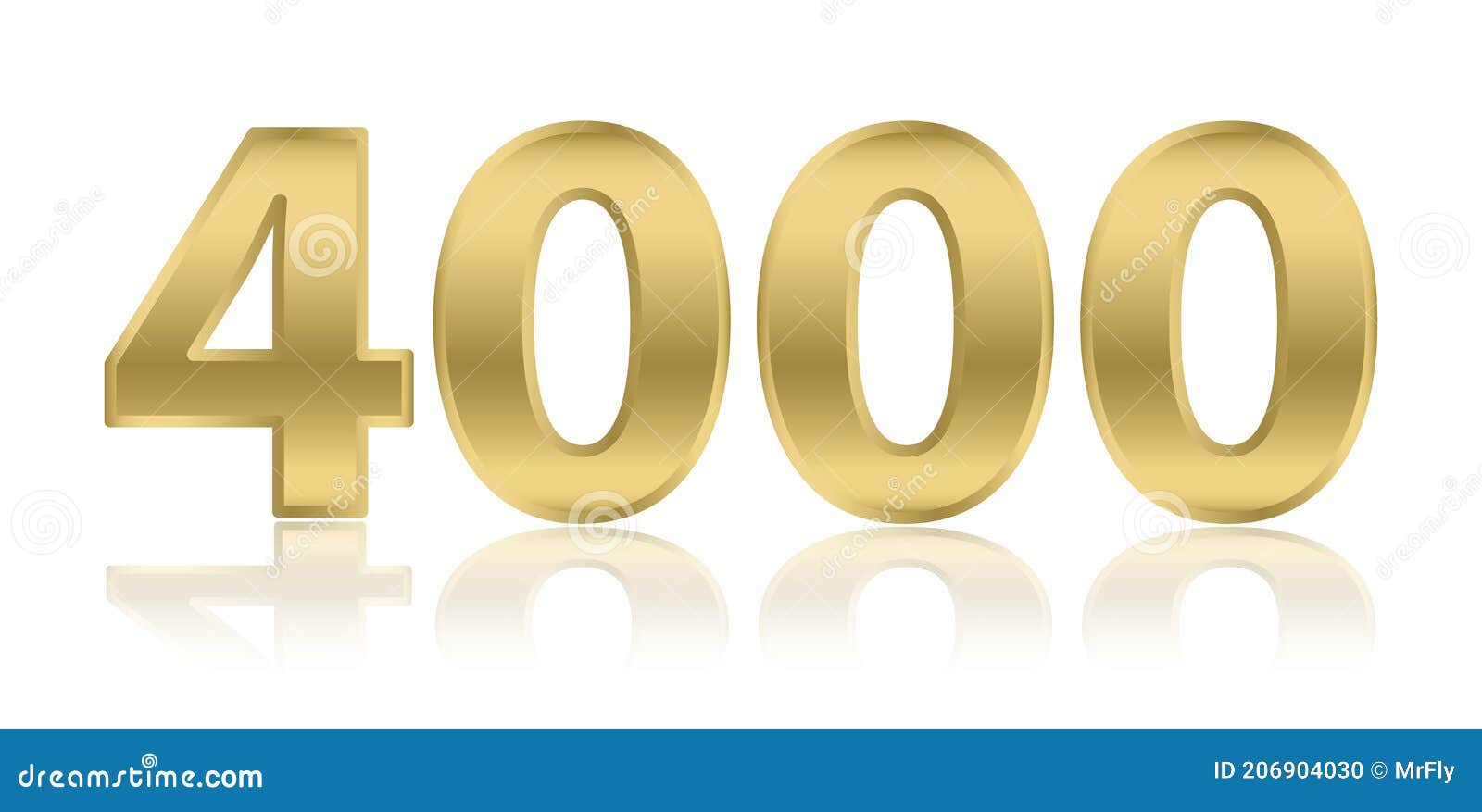 Golden 4000 Dollars Isolated On White Background, Gold Four Thousand ...