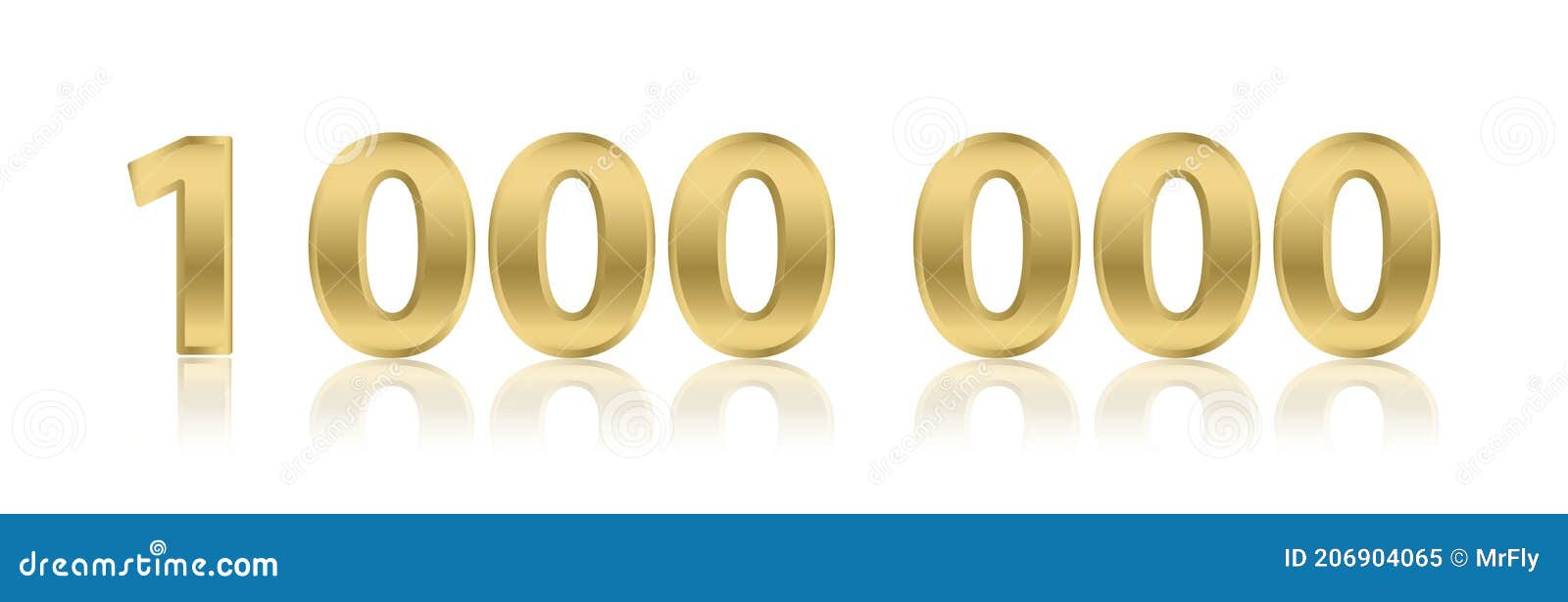 1 000 000 Golden Number with Reflection, Vector Illustration Stock ...