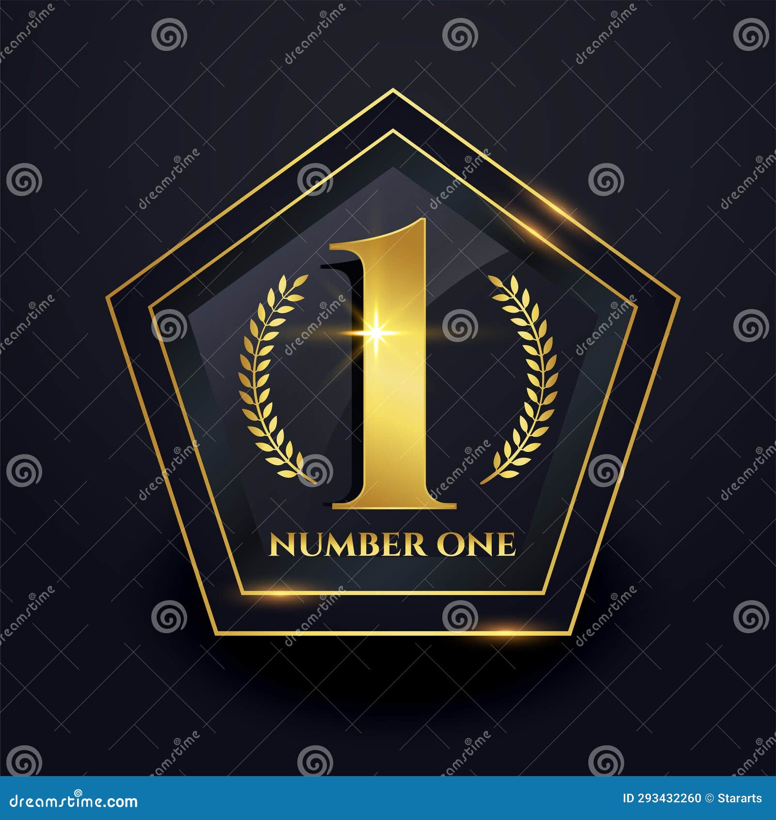 Golden Number 1 Success Sign with Laurel Design Stock Vector ...