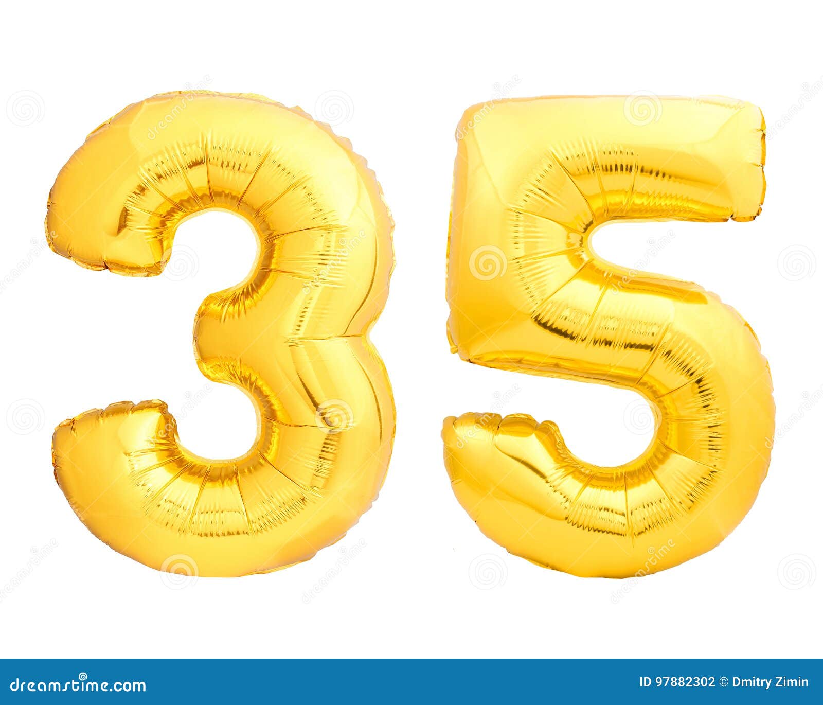 Golden Number 35 Thirty Five Made of Inflatable Balloon Stock Photo ...
