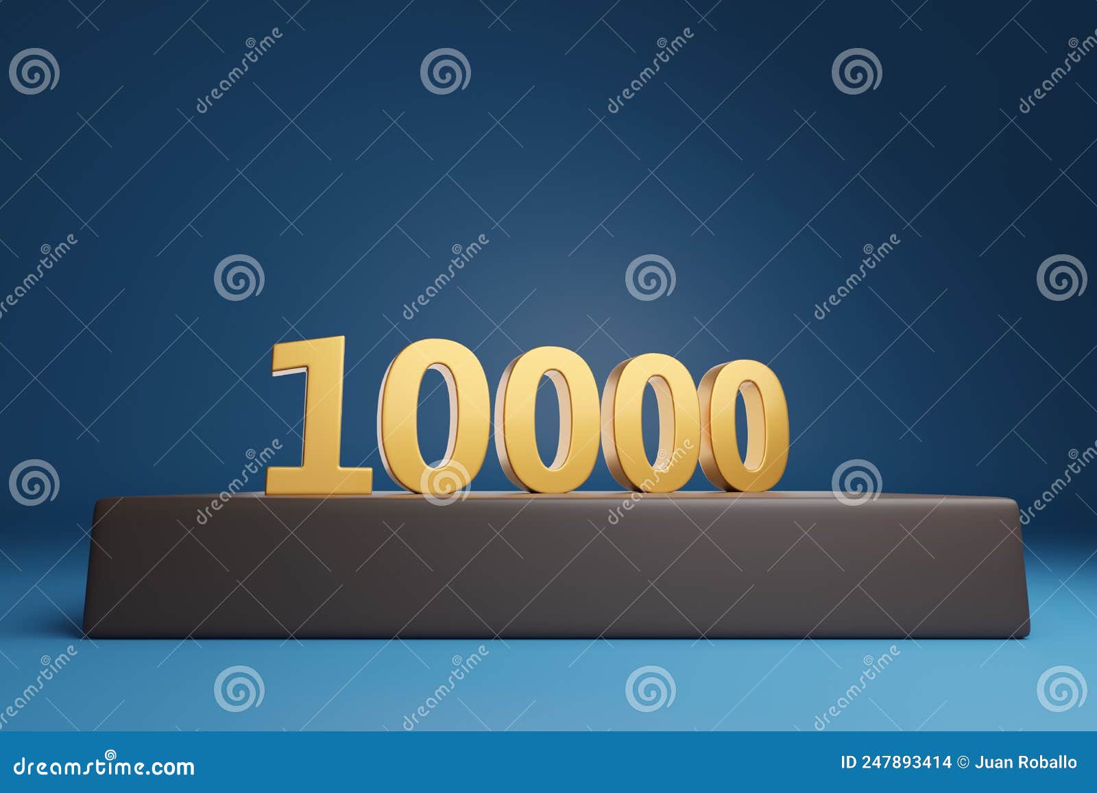 Golden 10000 Number in Three Dimensions Golden Number 10000 on a Podium ...