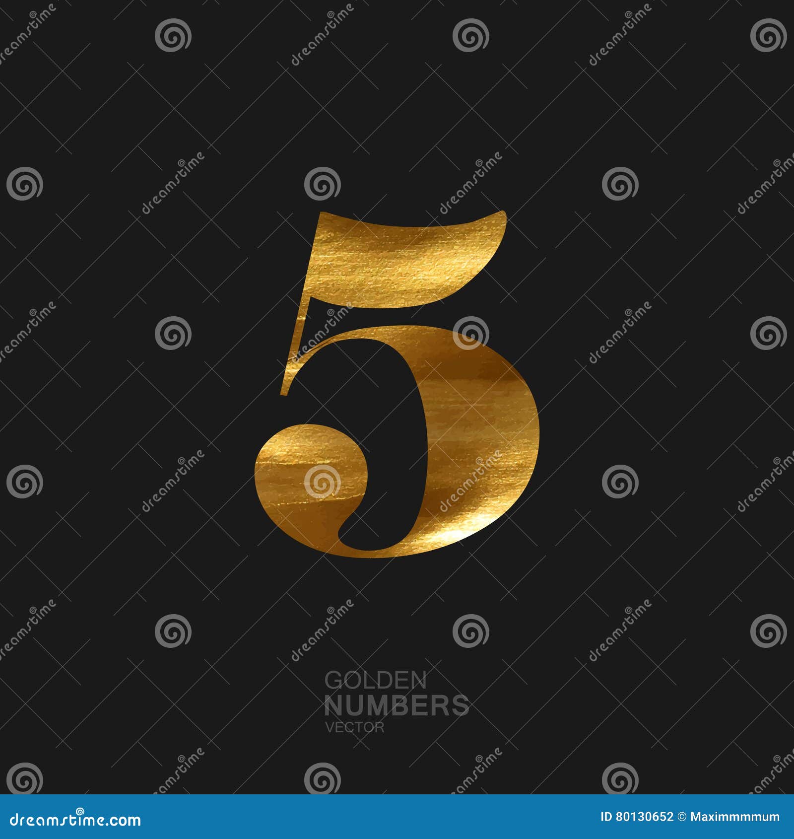 Golden number 5 stock vector. Illustration of number - 80130652