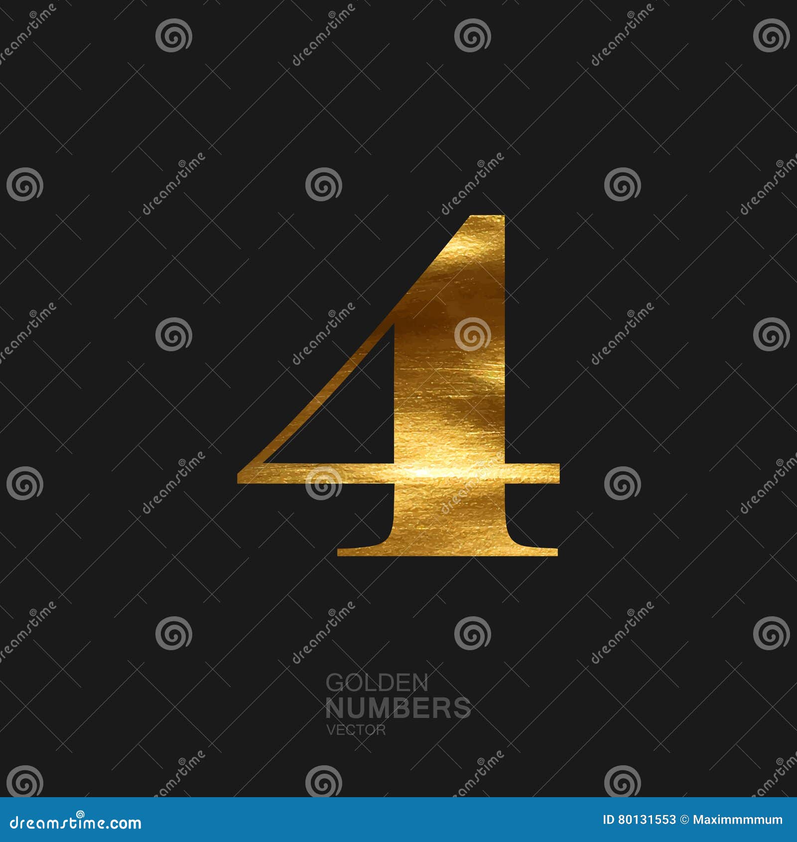 Golden number 4 stock vector. Illustration of lettering - 80131553