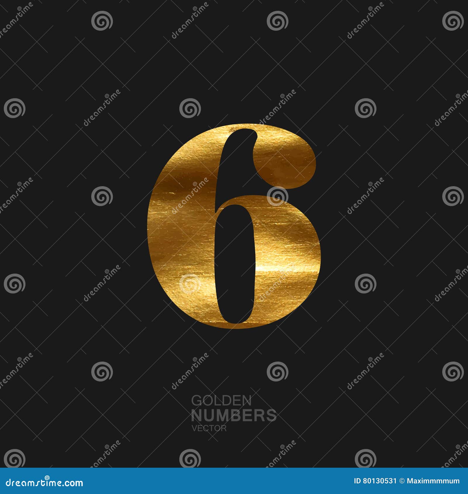 Golden number 6 stock vector. Illustration of logo, foil - 80130531