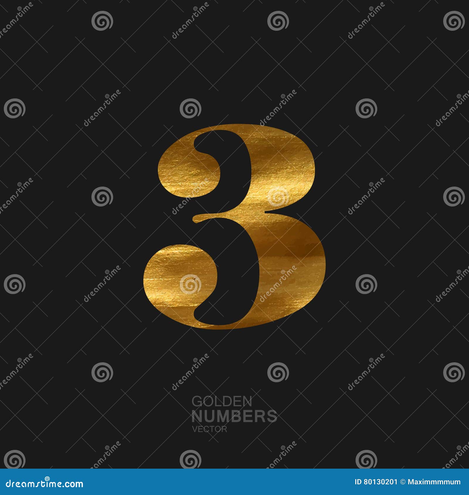 Golden number 3 stock vector. Illustration of golden - 80130201