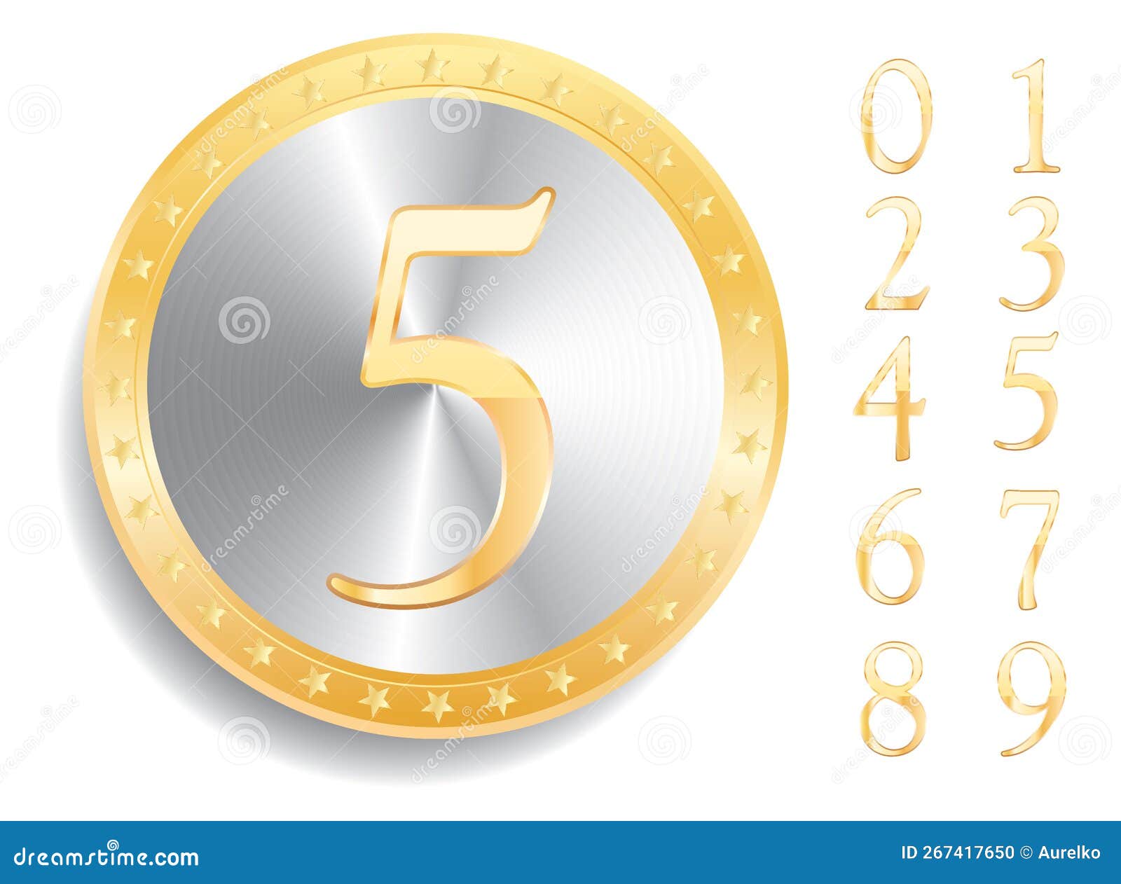 Golden numbers coin stock vector. Illustration of competition - 267417650