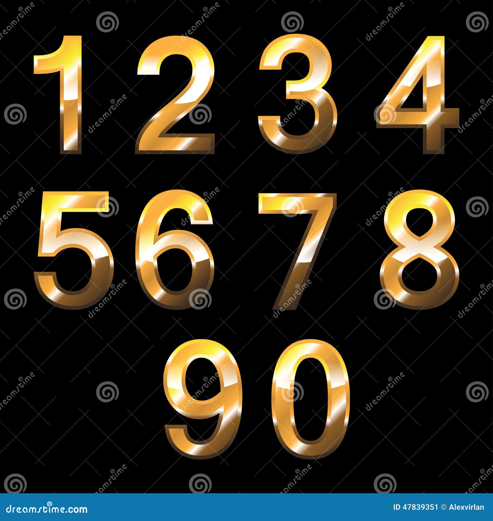 Golden Numbers stock vector. Illustration of numbers - 47839351