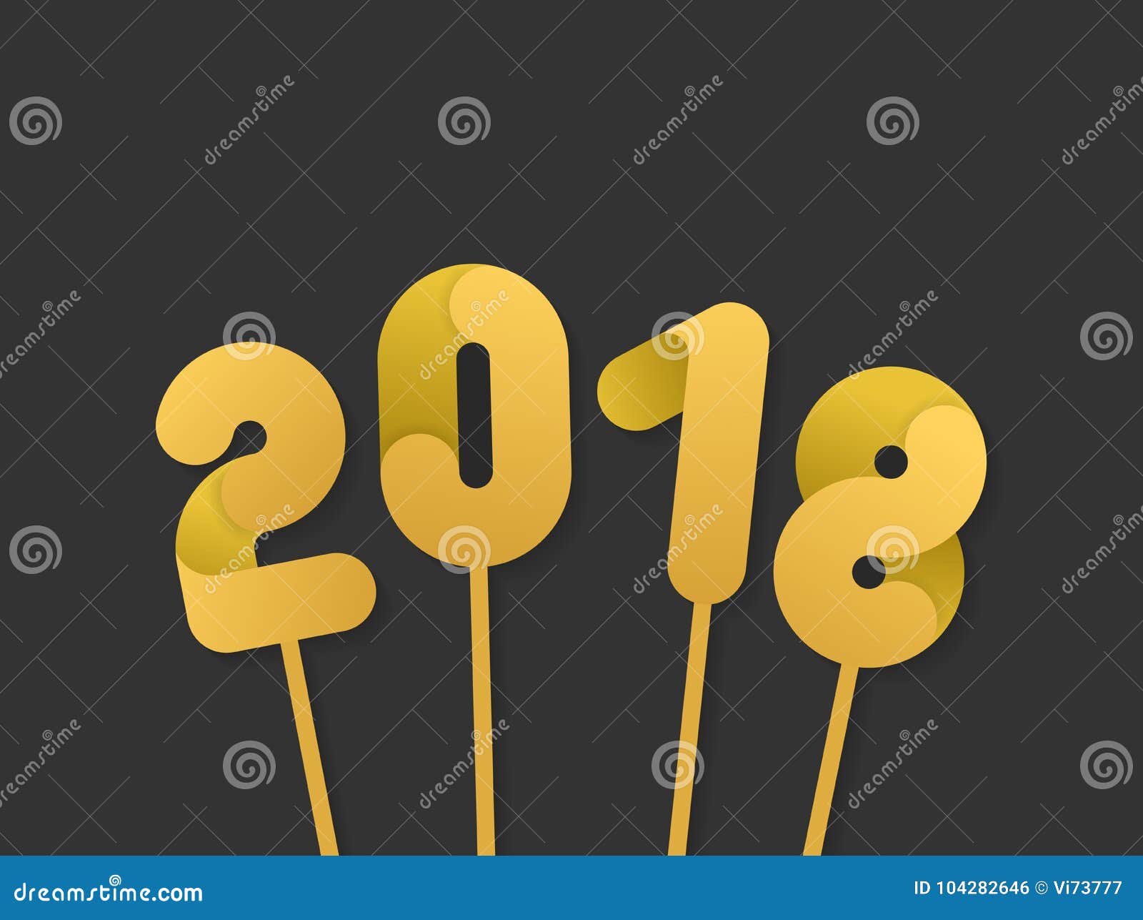 Golden 2018 Numbers for New Year Design. Stock Vector - Illustration of ...