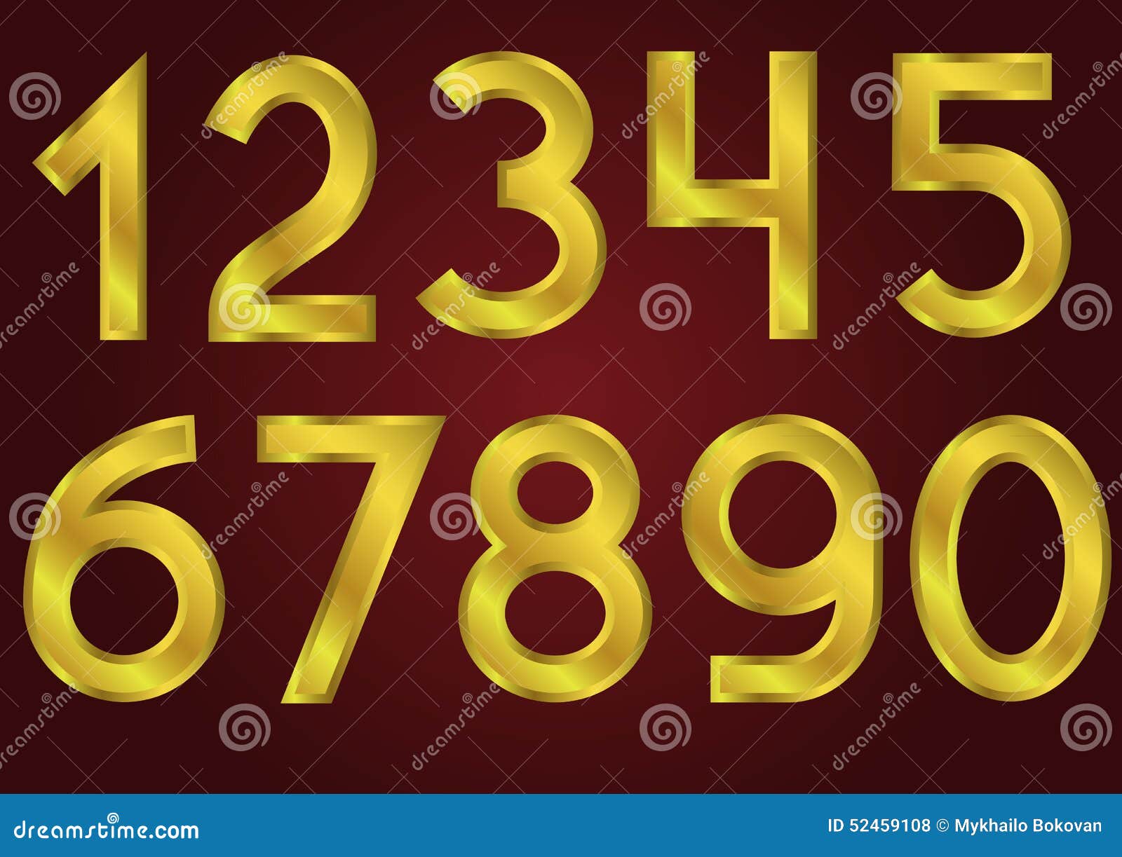 Golden numbers stock vector. Illustration of four, curve - 52459108
