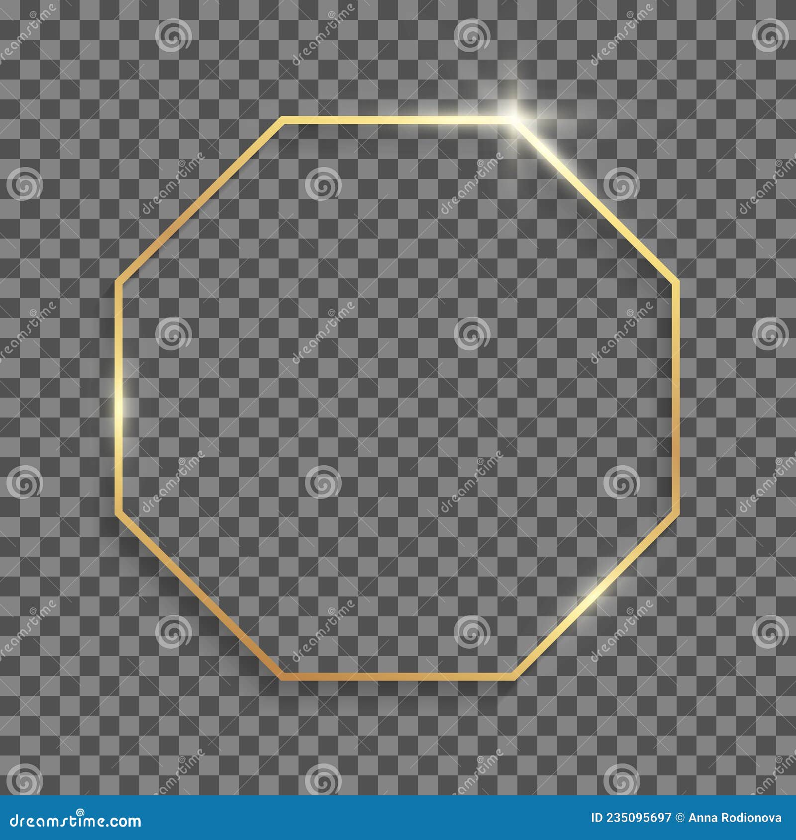 Golden Octagonal Frame with Shadows Stock Vector - Illustration of glow ...