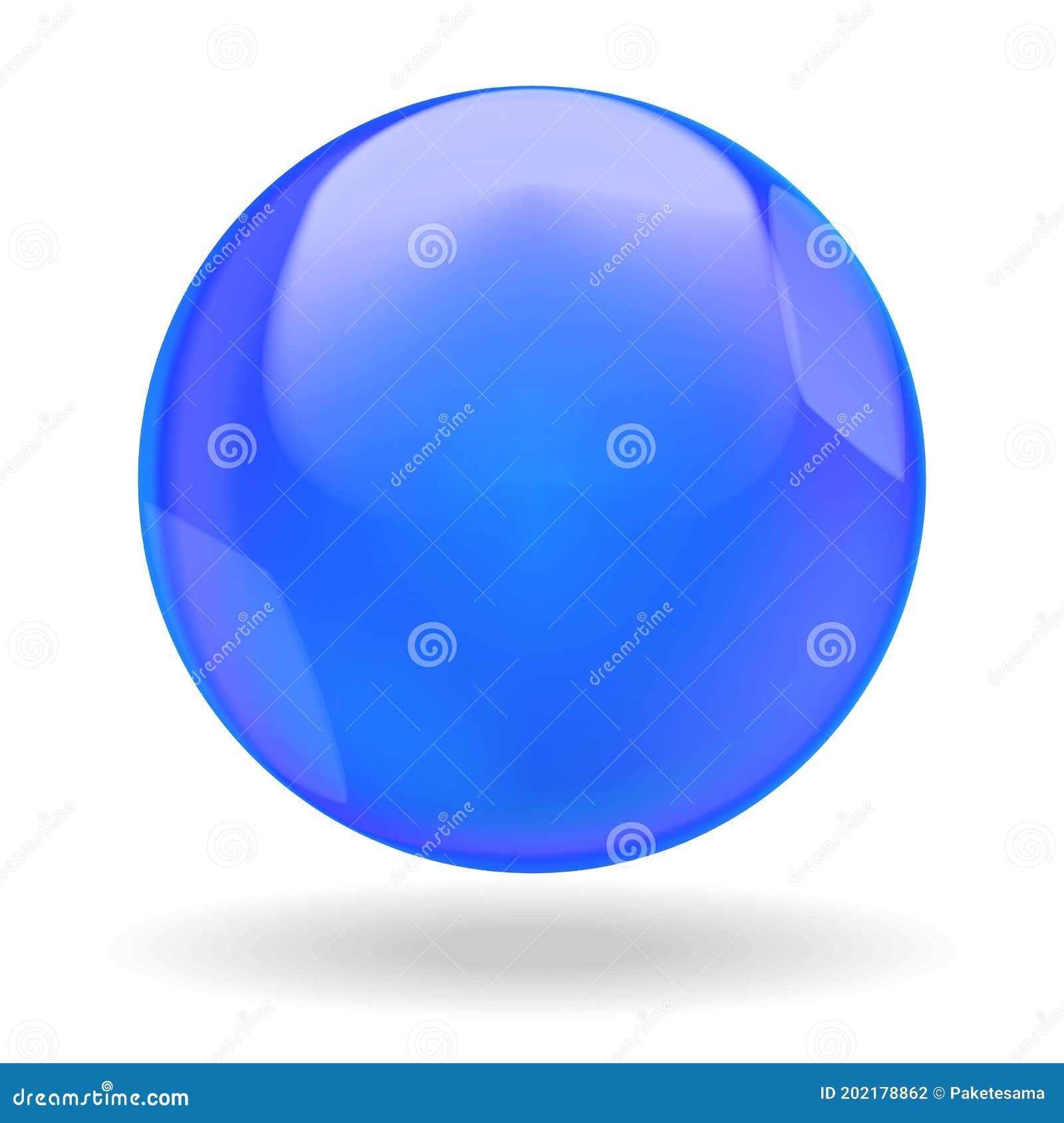Blue Shiny Ball or Round Drop with Glares, Isolated on White Background ...