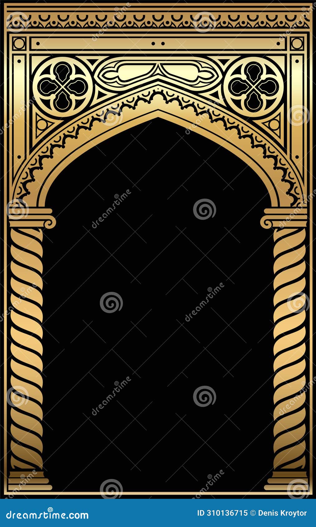 Golden Old Gothic Architectural Arch or Gallery Stock Vector ...