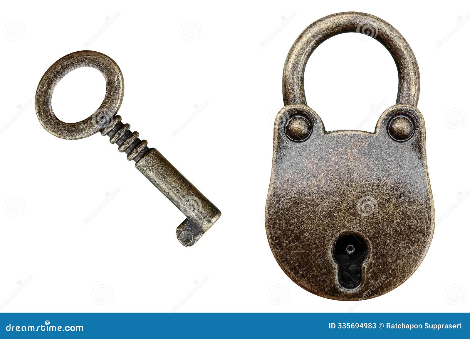 Golden Old Key and Master Key Isolated on White Background with ...
