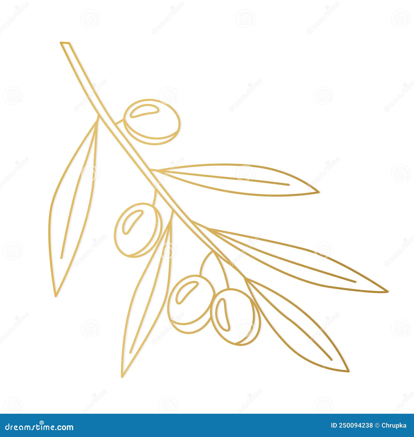 Golden olive tree branch stock vector. Illustration of element - 250094238