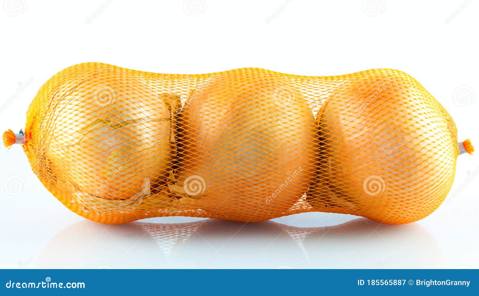 Golden Onions in Plastic Netting Stock Image - Image of white, food ...