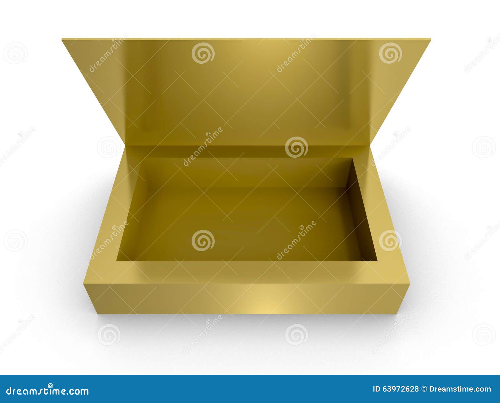Golden Open Gift Box Blank on White Background Stock Illustration ...