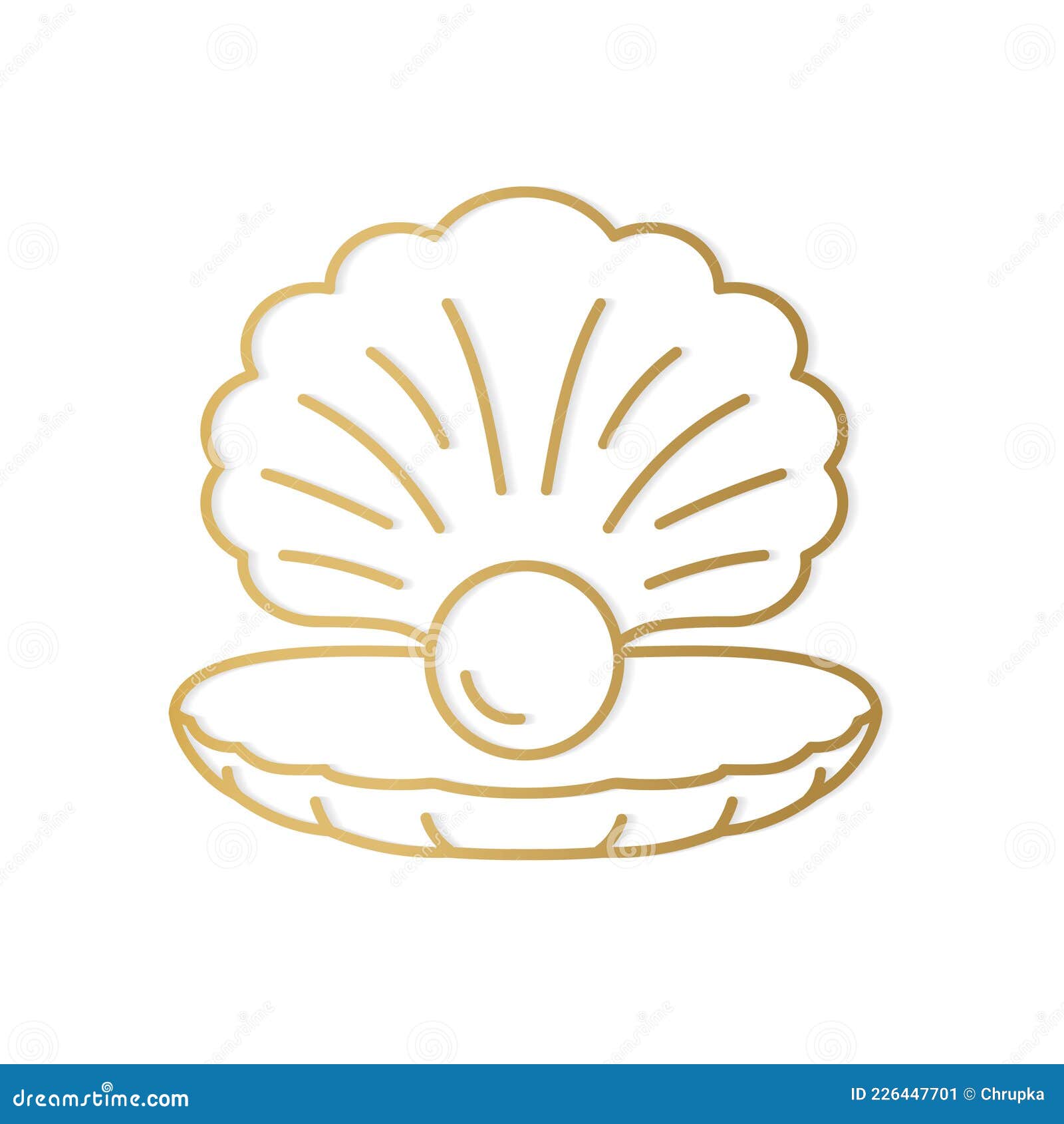 Golden Open Shell with Pearl Icon Stock Vector - Illustration of golden ...