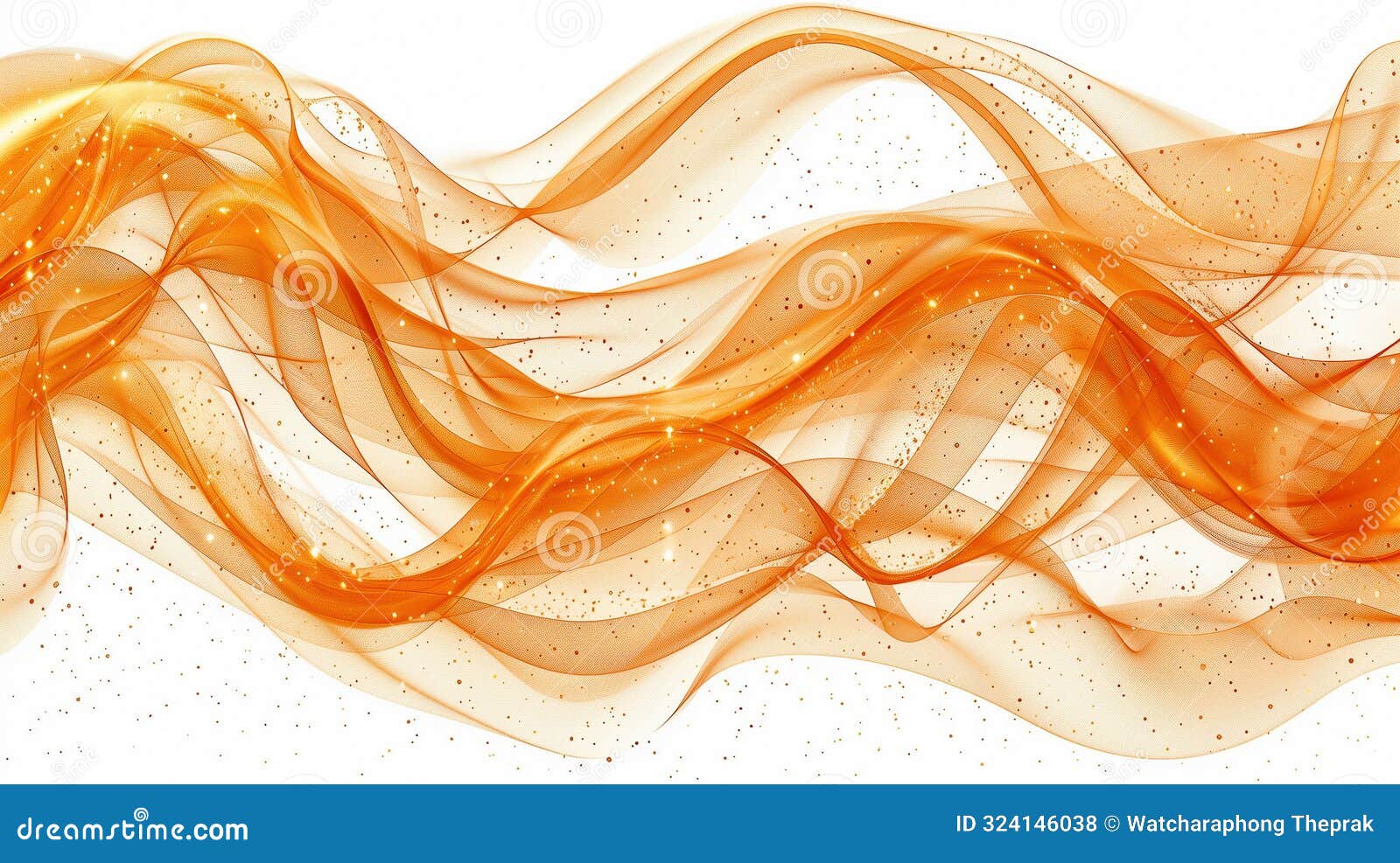 Golden Orange, Translucent Waves with Sparkles Flow Gracefully Across a ...