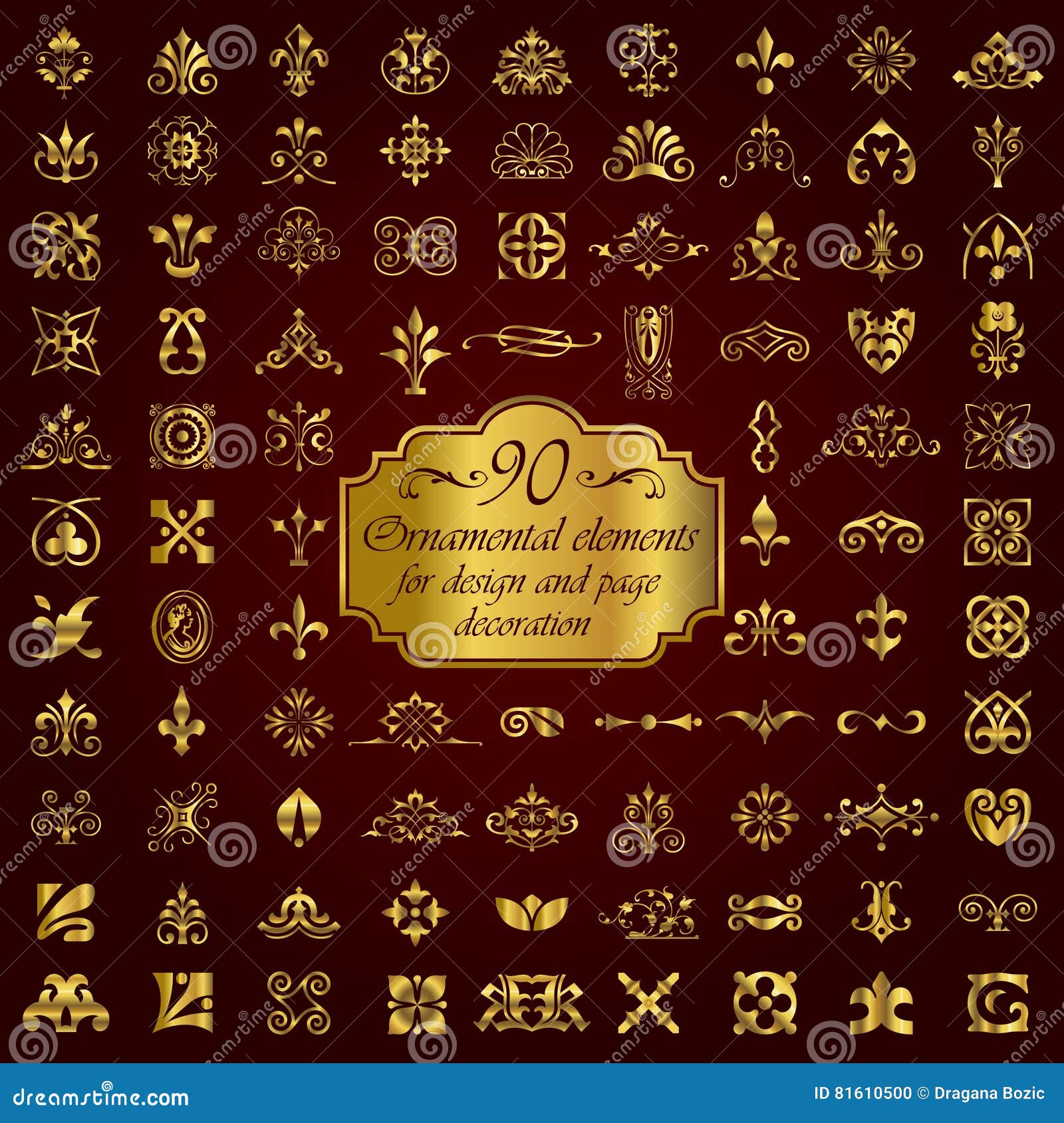 Golden Ornamental Elements for Design and Page Decoration Stock Vector ...