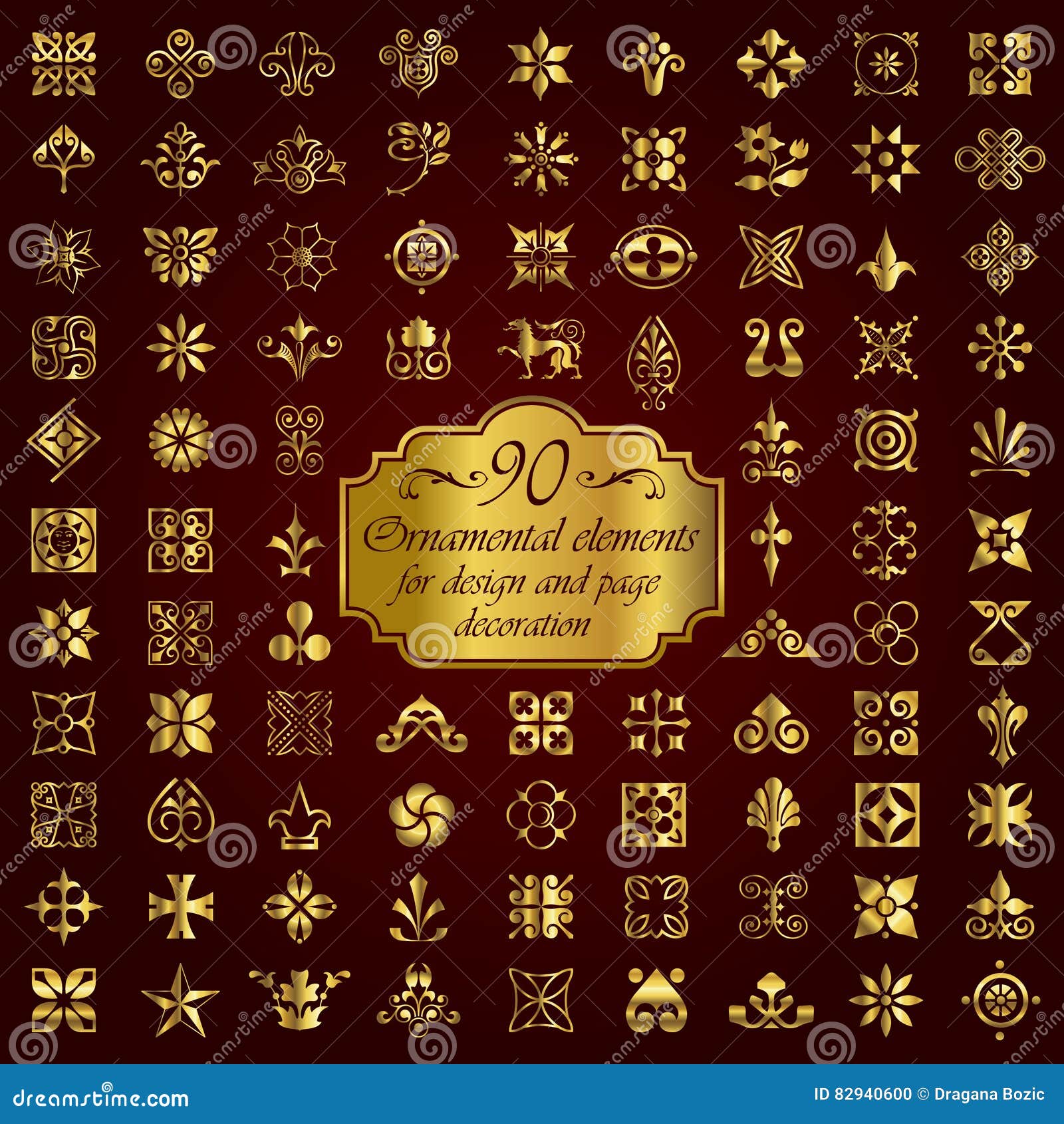 Golden Ornamental Elements for Design and Page Decoration Stock Vector ...