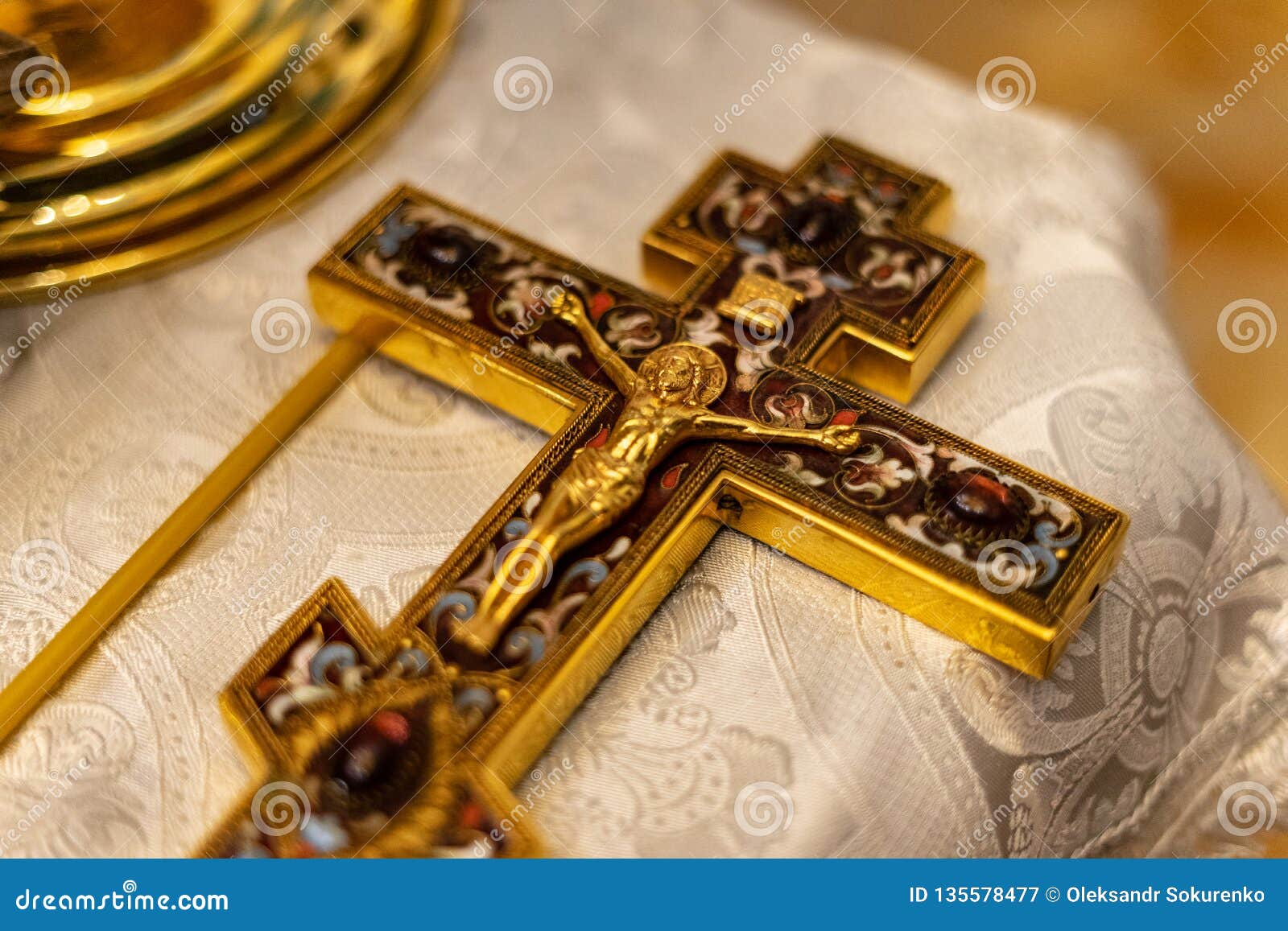 Golden Orthodox Cross In The Hands Royalty-Free Stock Photo ...