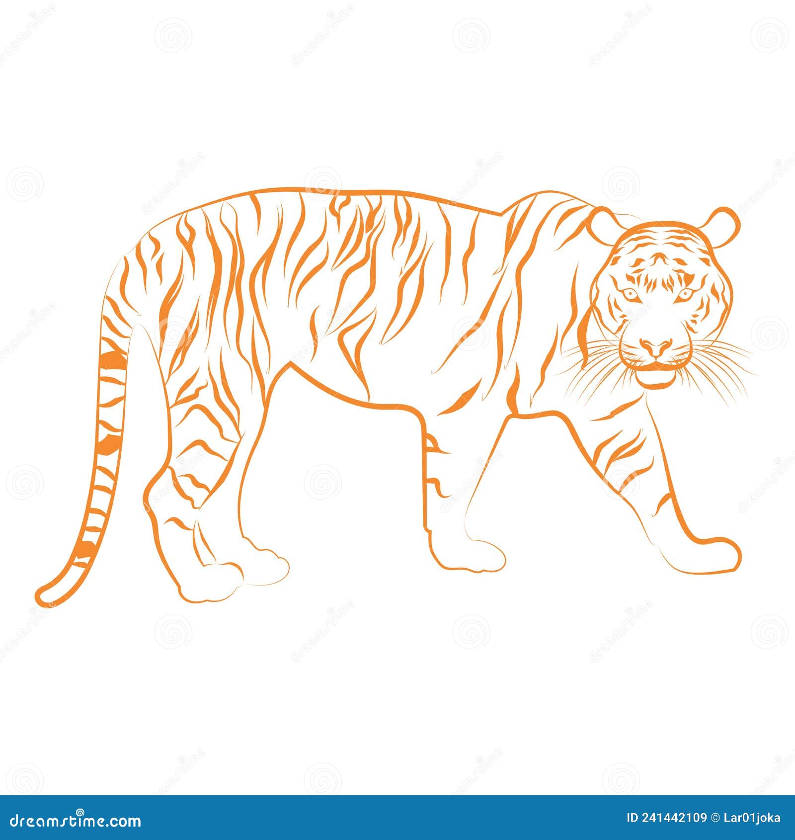 Golden Outline Of An Asian Tiger Vector | CartoonDealer.com #241442109