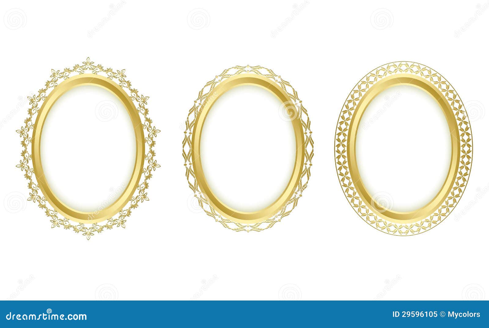Golden Oval Frames - Vector Set Stock Vector - Illustration of vector ...