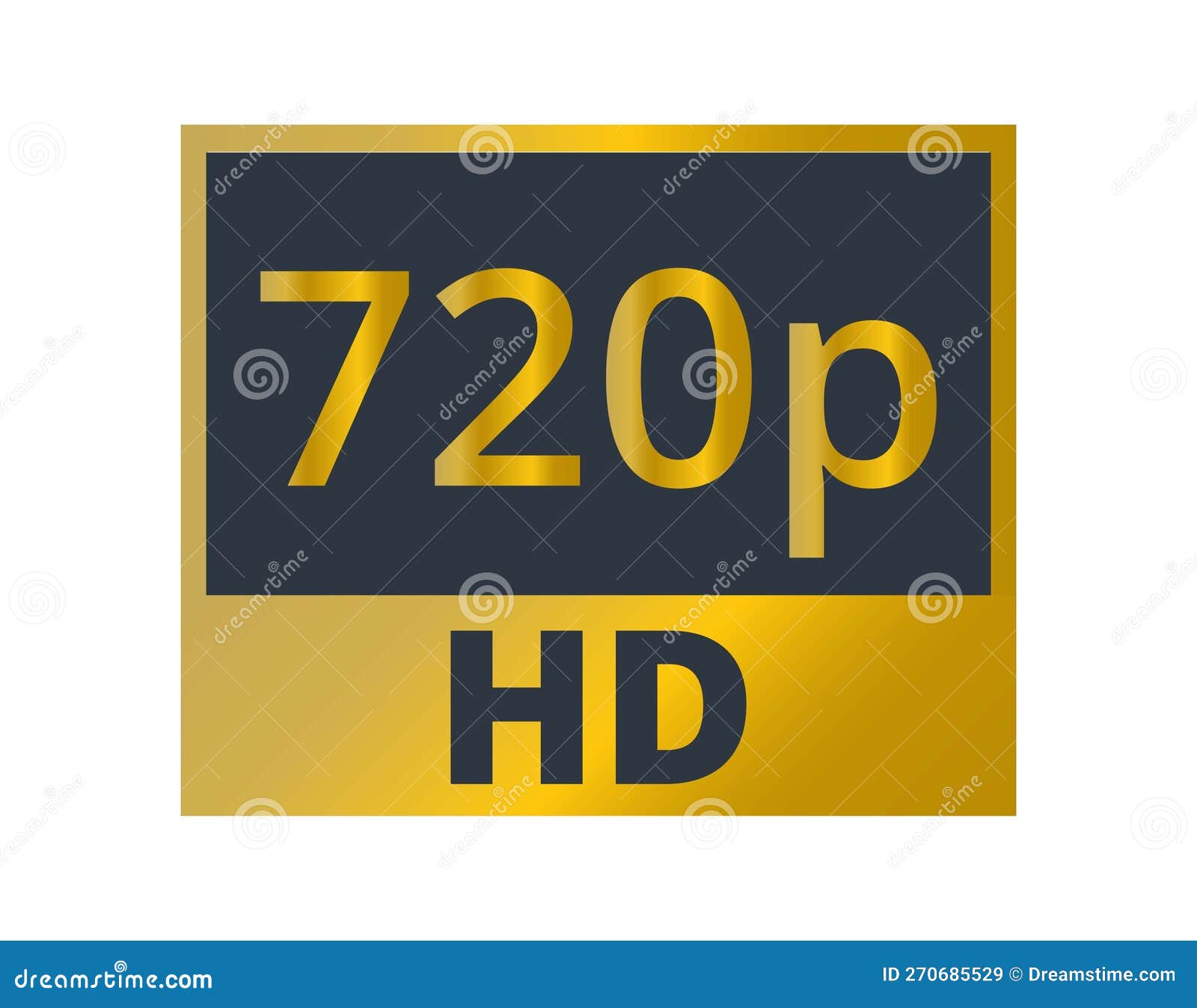 Golden 720p HD Resolution Symbol. Concept of Resolutions and Media ...