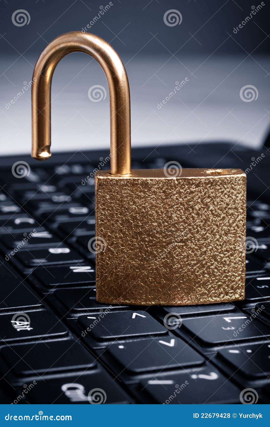 Golden Padlock on Computer Keyboard Stock Photo - Image of computer ...