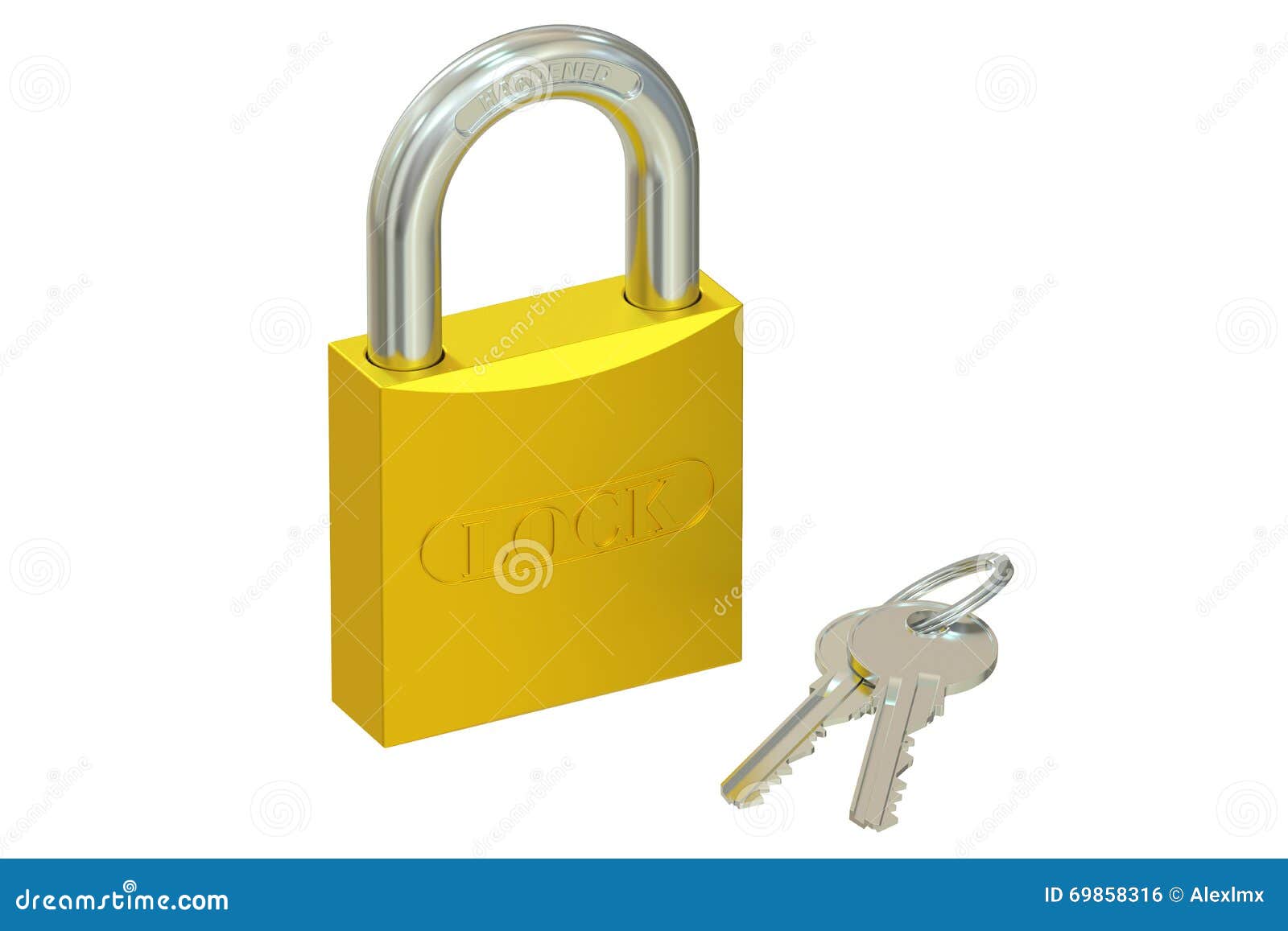 Golden Padlock with Keys, 3D Rendering Stock Illustration ...