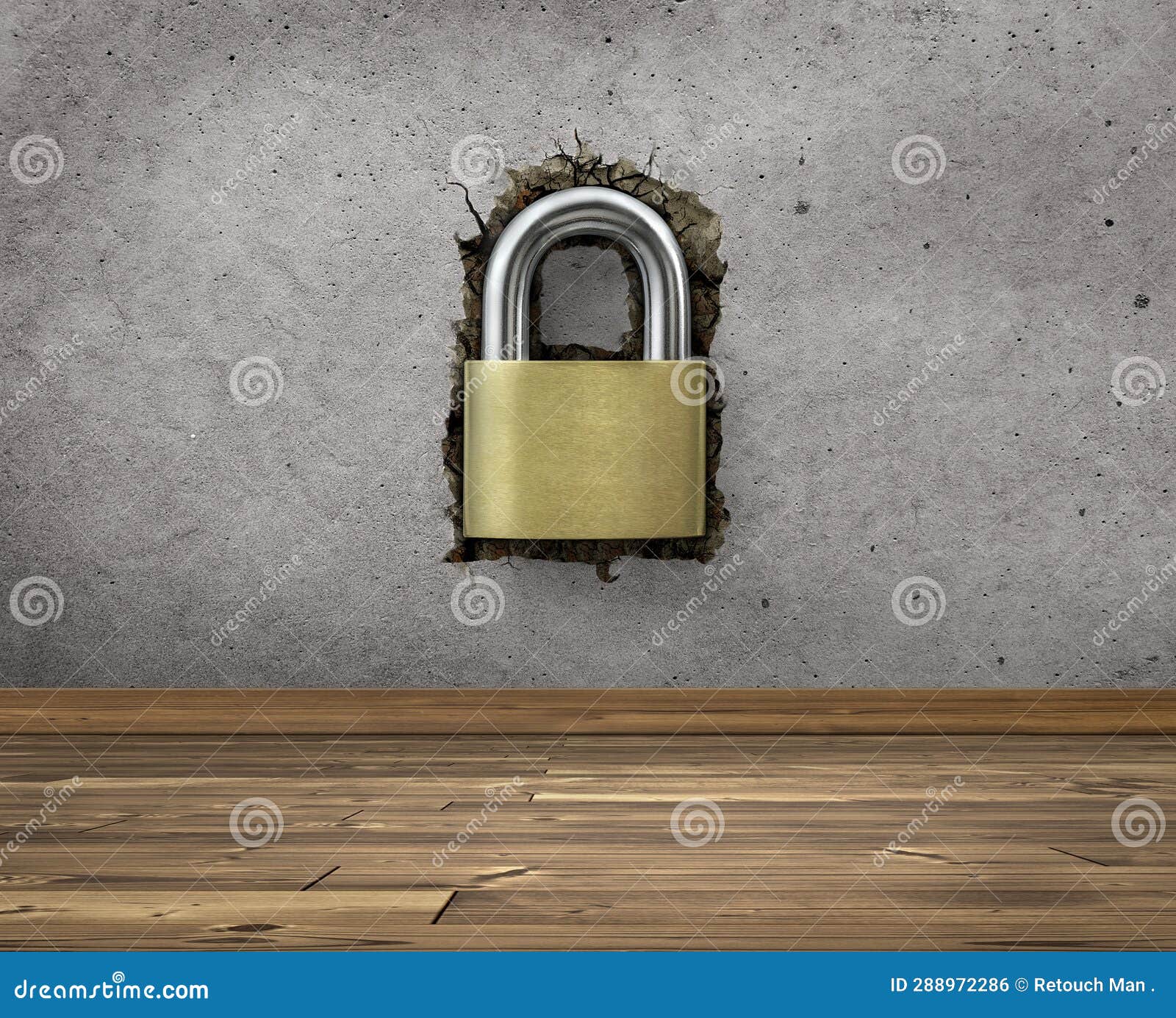 Golden Padlock Locked in a Cracked Room Wall Stock Photo - Image of ...