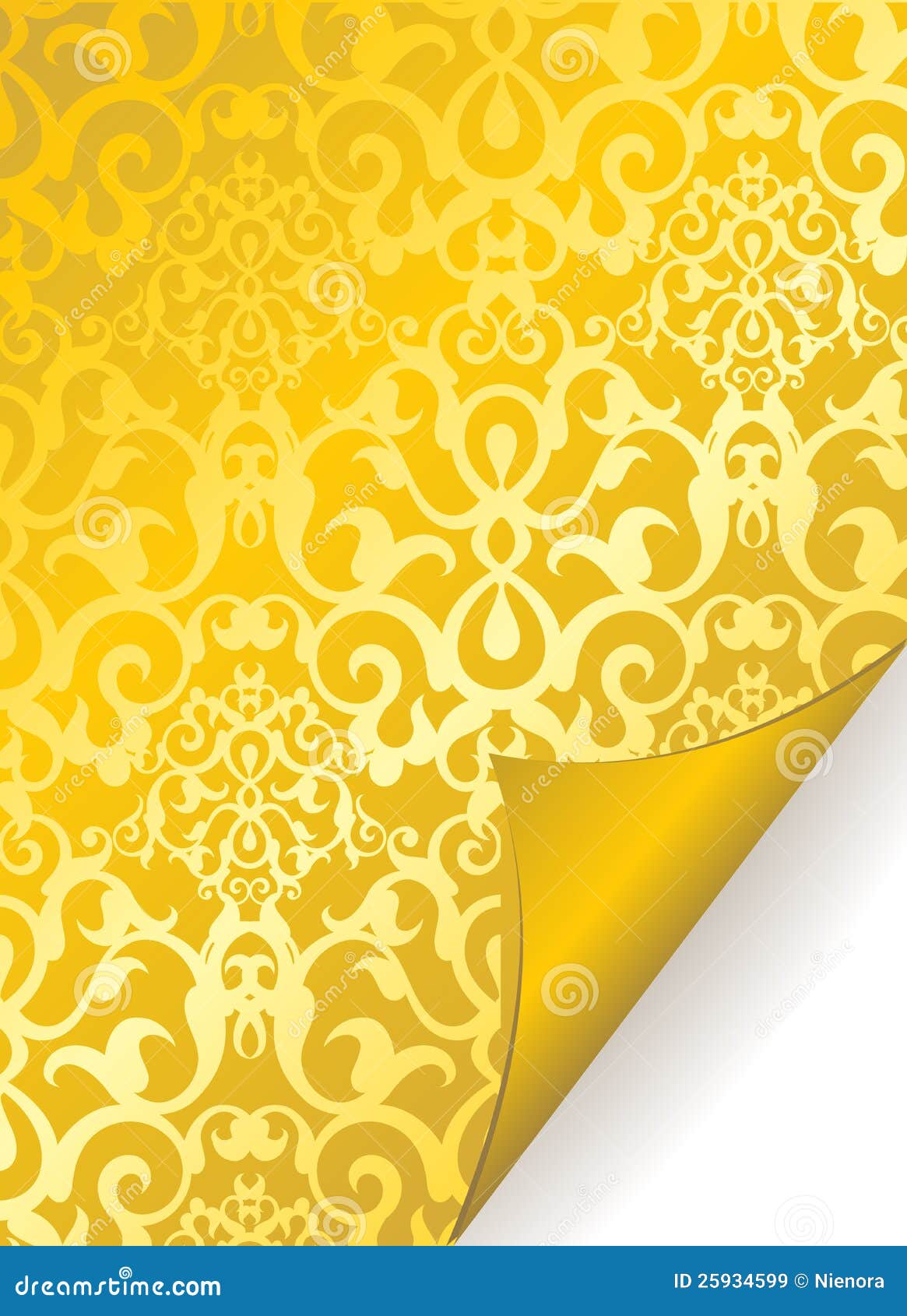 Golden page curl stock vector. Illustration of damask - 25934599