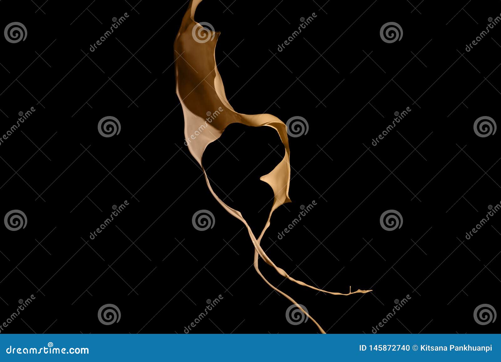 Golden Paint Splash Isolated on Black Background. Stock Illustration ...