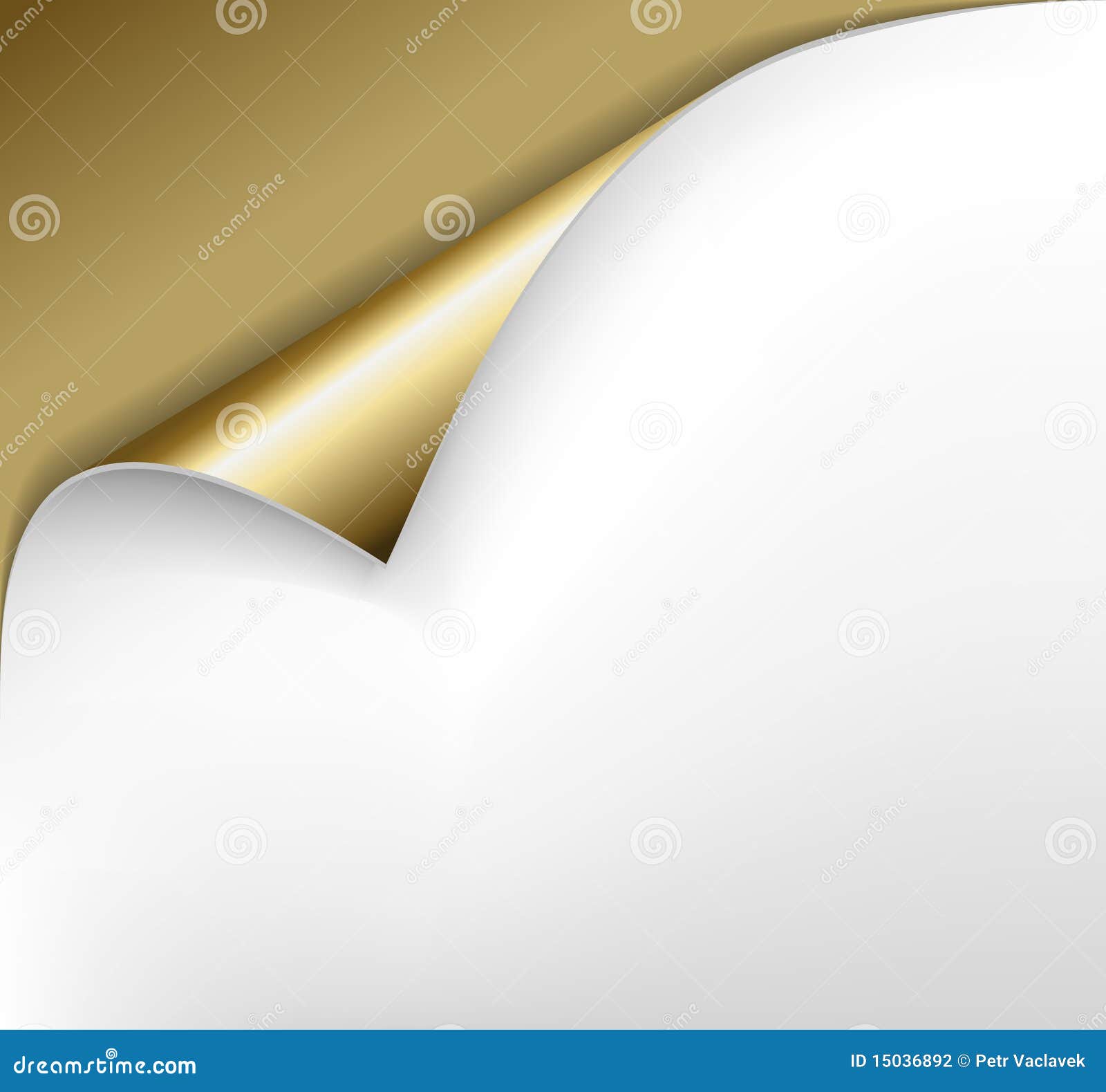 Golden Paper Background With Rolled Corners, Wavy Watermark And ...