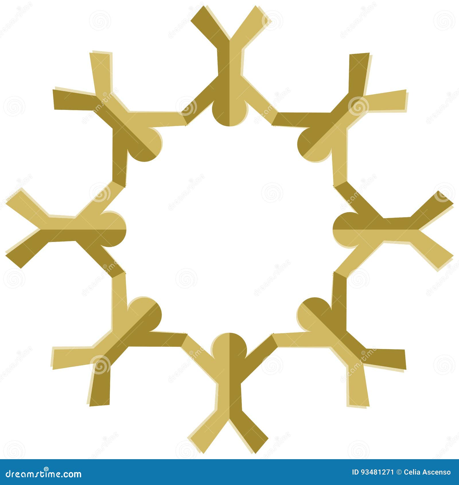 Golden Paper People Holding Hands Stock Illustration - Illustration of ...