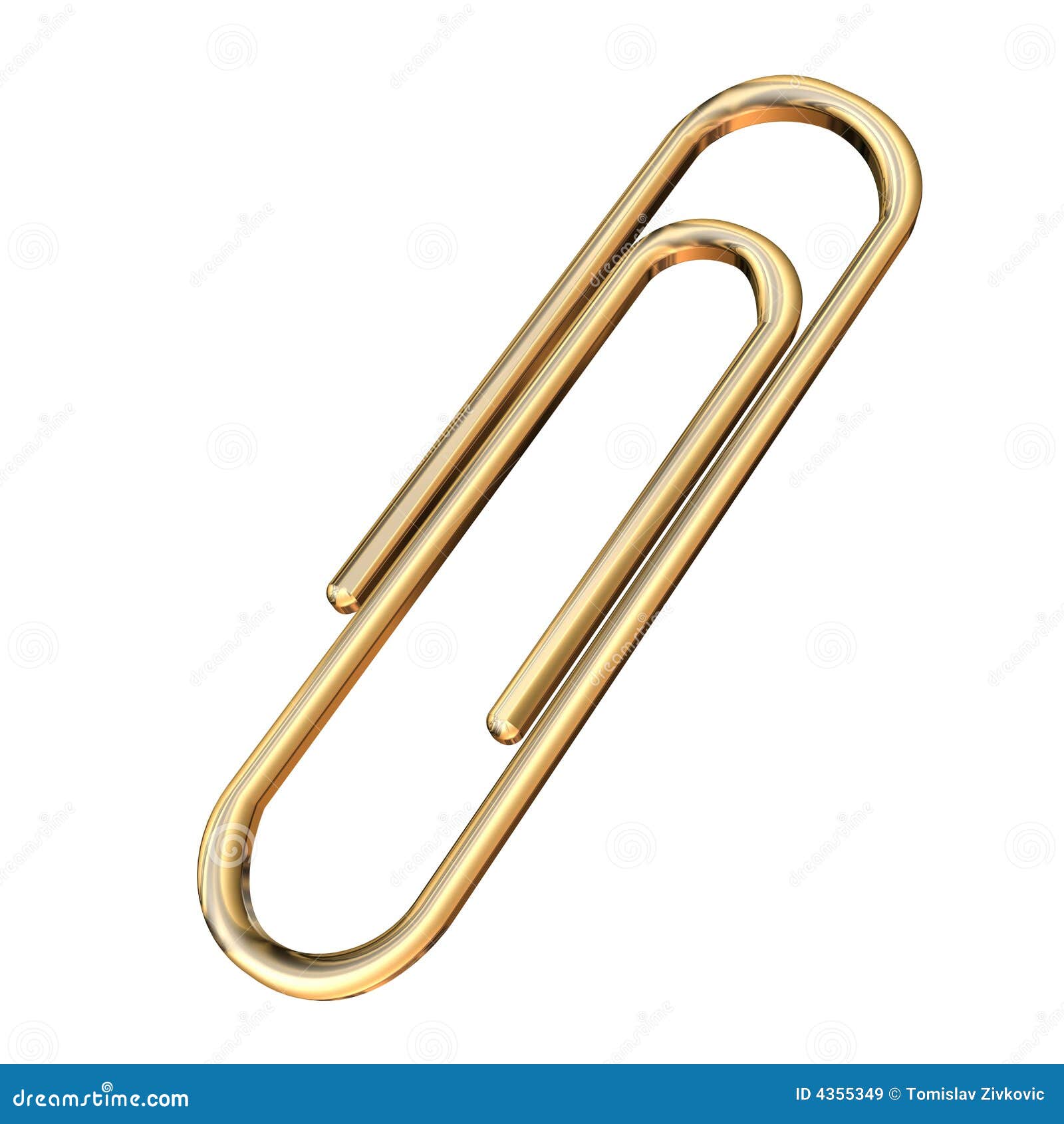 Golden paperclip stock illustration. Illustration of paperclip - 4355349